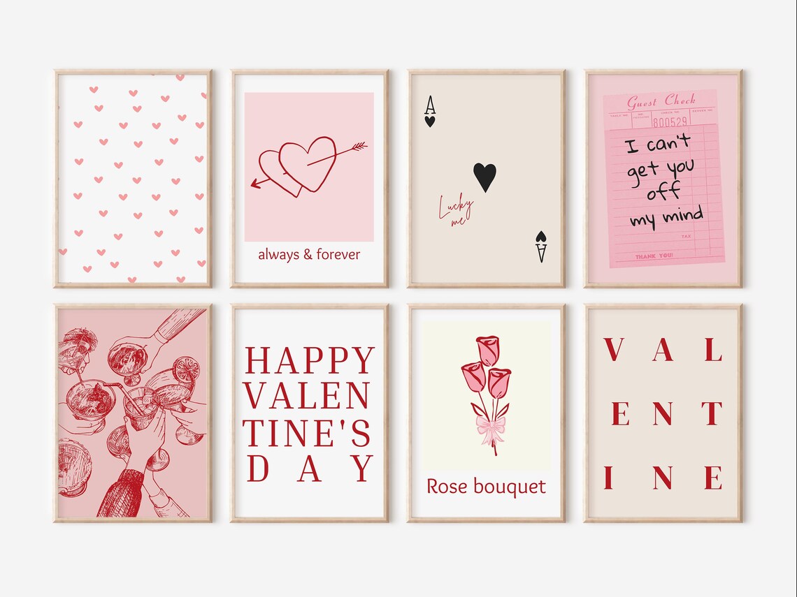 Valentine Day Decor Set of 28 Printables, Valentines Party Decor, Retro ...