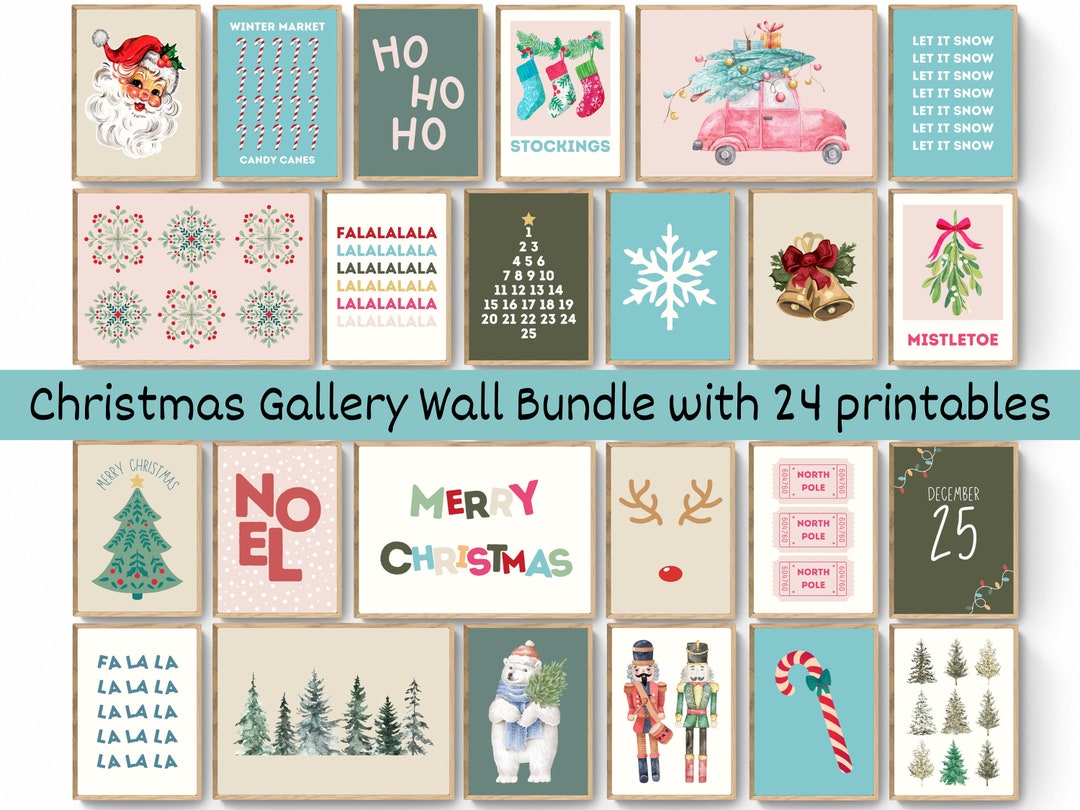 Set of 24 Christmas Gallery Wall Bundle, Christmas Digital Download ...