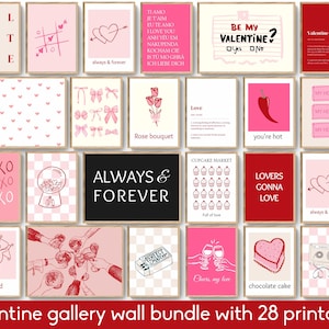 Valentine Day Decor Set of 28 Printables, Valentines Party Decor, Retro ...