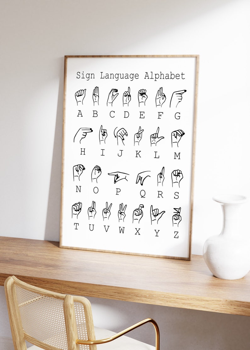 American Sign Language Poster, ASL Alphabet, Printable Wall Art ...