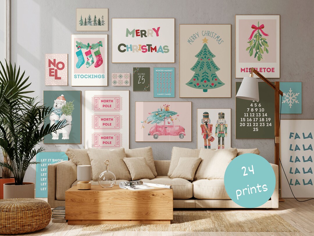 Set of 24 Christmas Gallery Wall Bundle, Christmas Digital Download ...