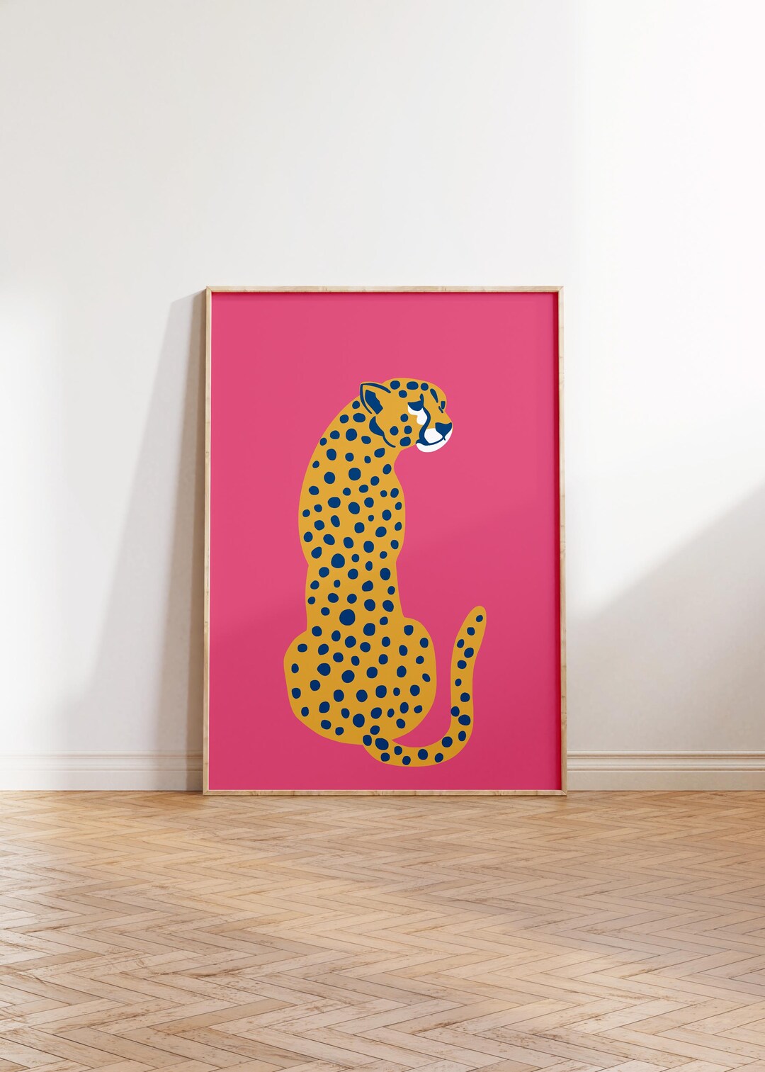 Cheetah Print, Pink and Blue Leopard Art Print, Boho Home Decor, Hot ...