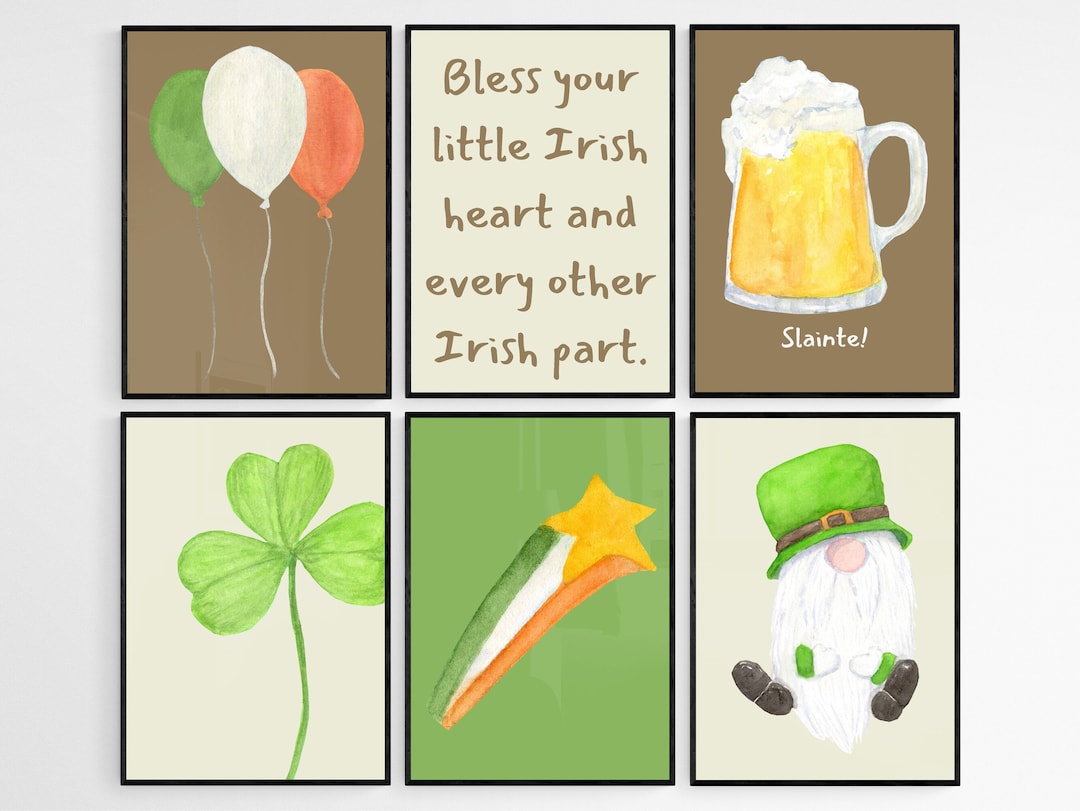 St.patricks Day Decor Set of 6 Printables, Watercolor St Patrick's Day ...