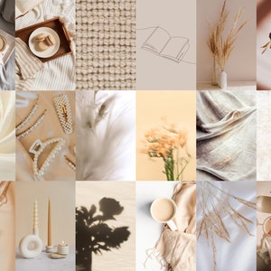 200pcs Neutral Collage Kit Aesthetic Boho Boujee Photo Wall Decor Beige ...