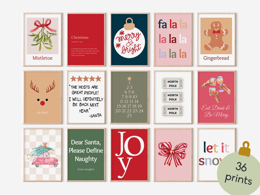 Set of 36 Christmas Gallery Wall Bundle, Christmas Digital Download ...