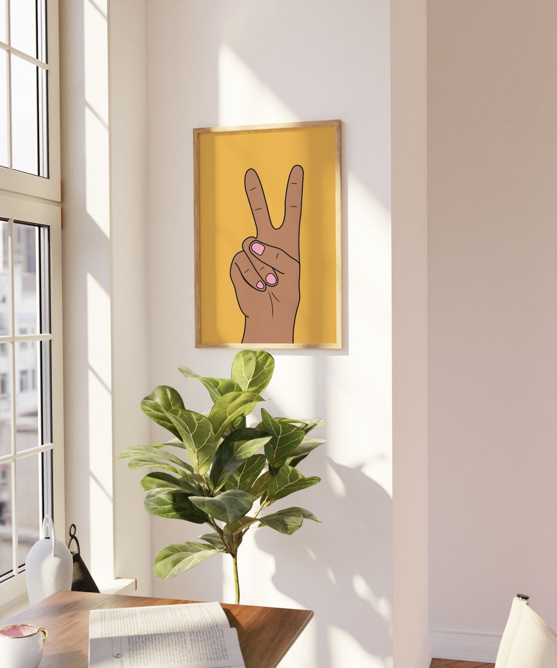 Peace Sign Print, Hand Illustration Art, Printable Wall Art, Peace ...
