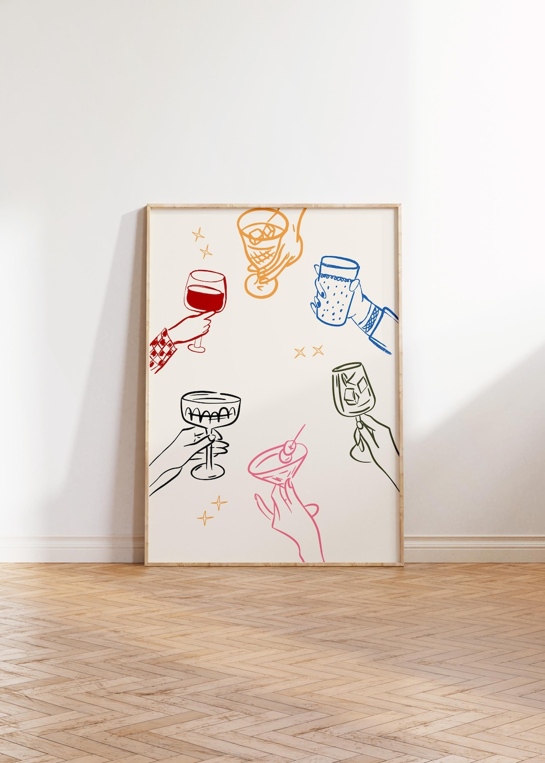 Hand Drawn Cheers Printable Art, Bar Wall Decor, Retro Alcohol Sign ...
