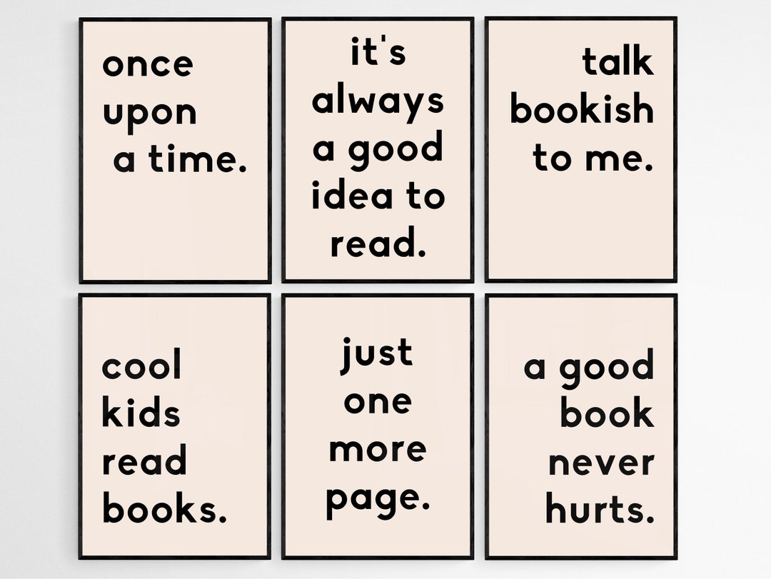 Read Books Set of 6 Printables, Reading Book Poster, Playroom Wall ...