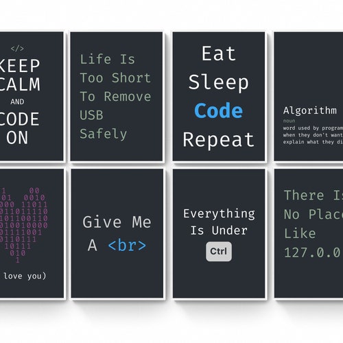 Set of 5 Computer Geek Posters Nerdy Computer Science Office - Etsy