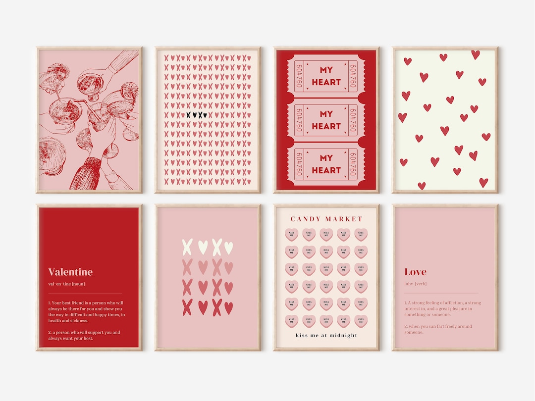 Valentines Day Decor Set of 20 Printables, Valentine Party Decor, Retro ...