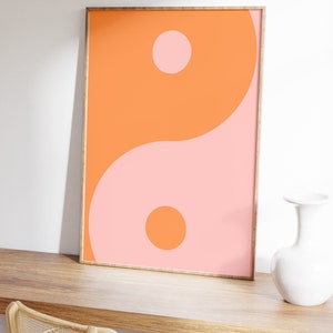 Pink Ying Yang Print, Y2K Art, Retro Wall Art, Boho Print, 70s Print ...