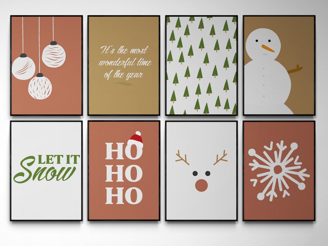 Printable Christmas Decor, 8 Modern Christmas Art Prints, MEGA Bundle ...
