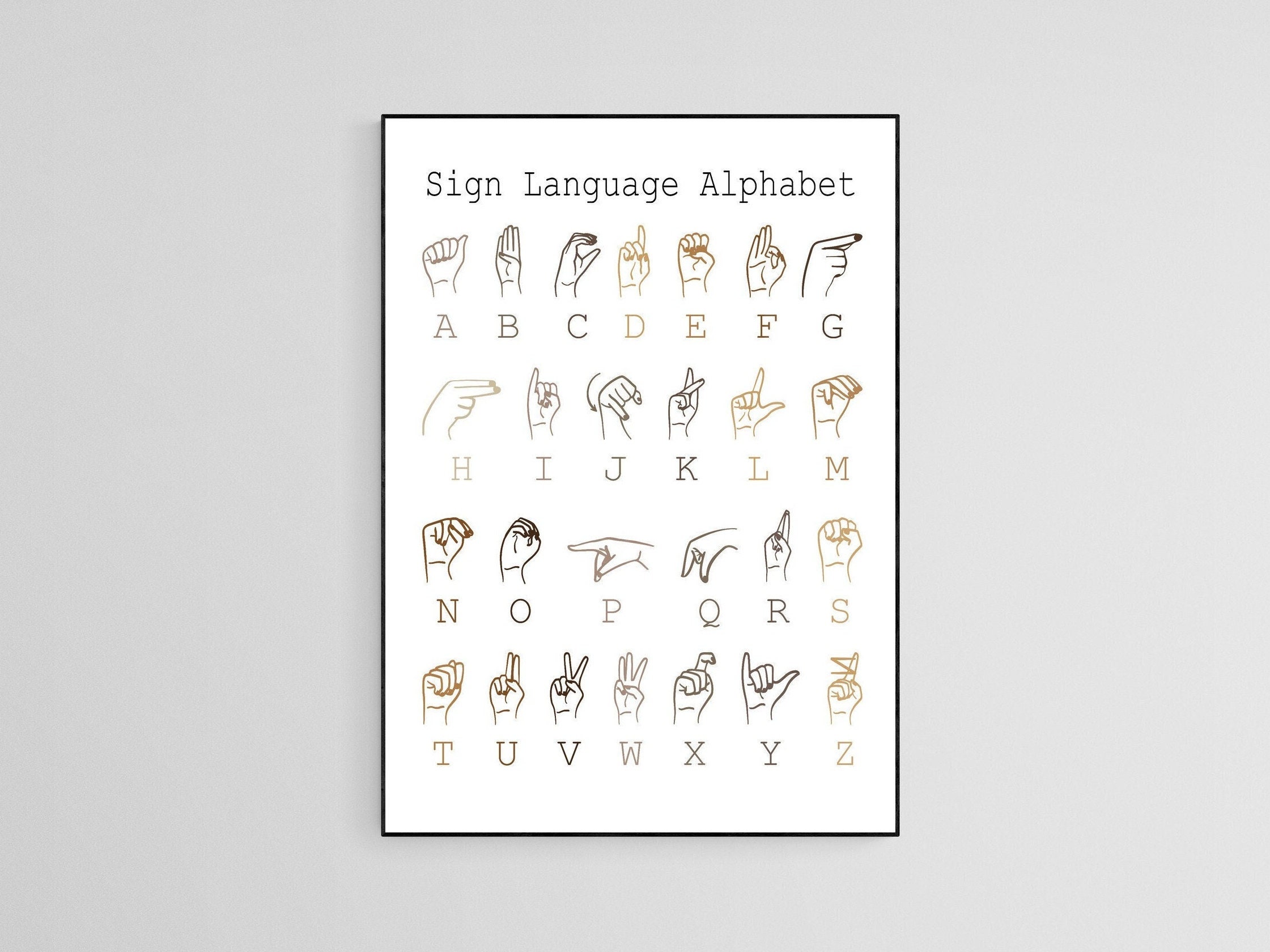 ASL American Sign Language Alphabet Poster Educational - Etsy