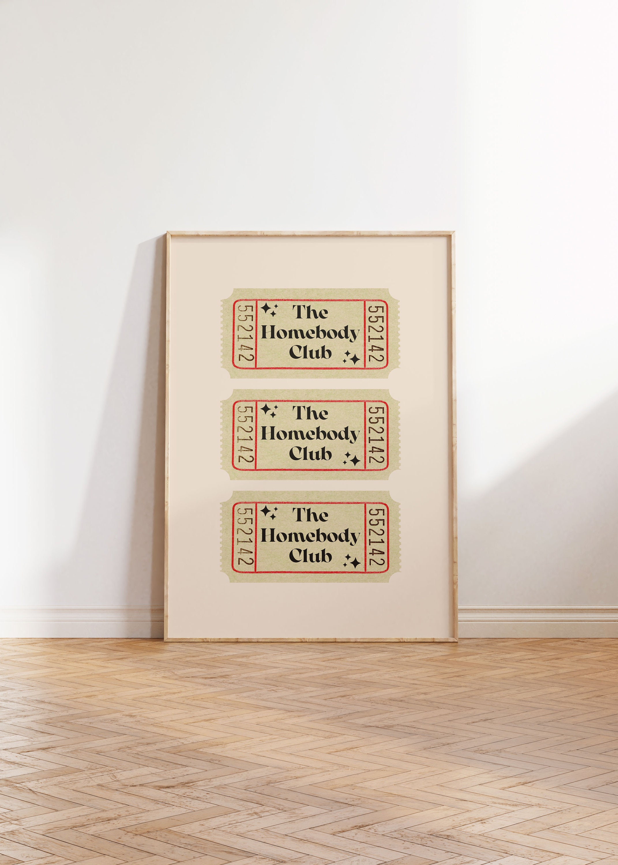Neutral Homebody Club Ticket Printable Trendy Wall Art Retro Prints ...