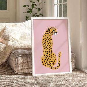 Cheetah Print, Pink Leopard Art Print, Boho Home Decor, Blush Pink Wall Art, Jungle Poster ...