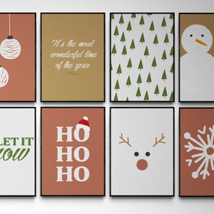 Printable Christmas Decor, 8 Modern Christmas Art Prints, MEGA Bundle ...