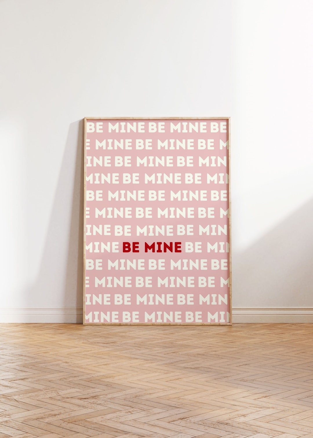 Be Mine Print, Pink and Red Wall Art, Romantic Wall Art, Valentines Day ...