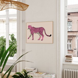 Cheetah Print, Pink Leopard Art Print, Boho Home Decor, Blush Pink Wall Art, Jungle Poster ...