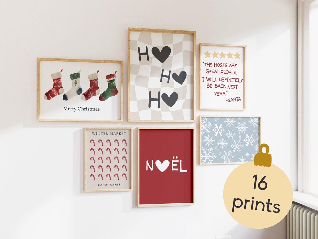Set of 16 Christmas Gallery Wall Bundle, Christmas Digital Download ...