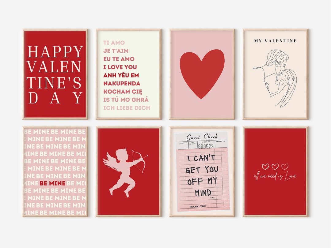 Valentines Day Decor Set of 20 Printables, Valentine Party Decor, Retro ...