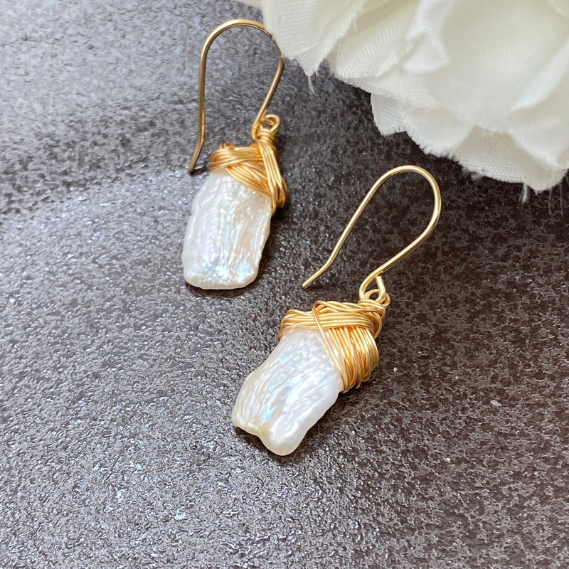 Wire Wrapped Pearl Earring - Etsy