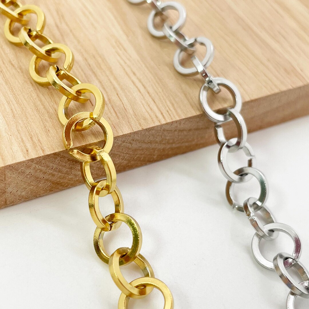 1 Meter 9mm Square Wire Circle Chain,gold Plated Rolo Stainless Steel ...