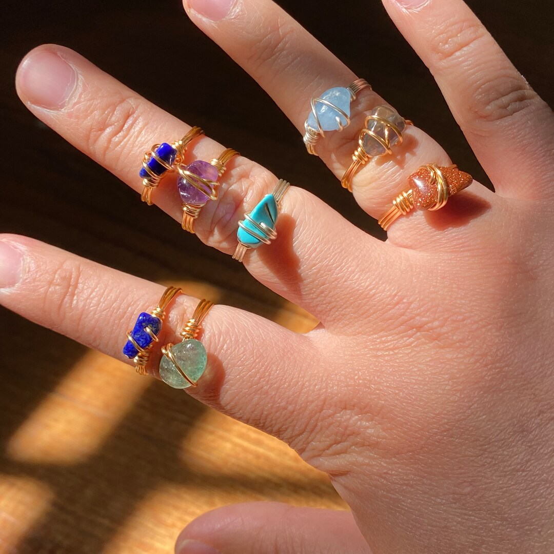 Wire Wrap Ring With Colorful Gemstone,wire Wrapped Ring,wire Ring for ...