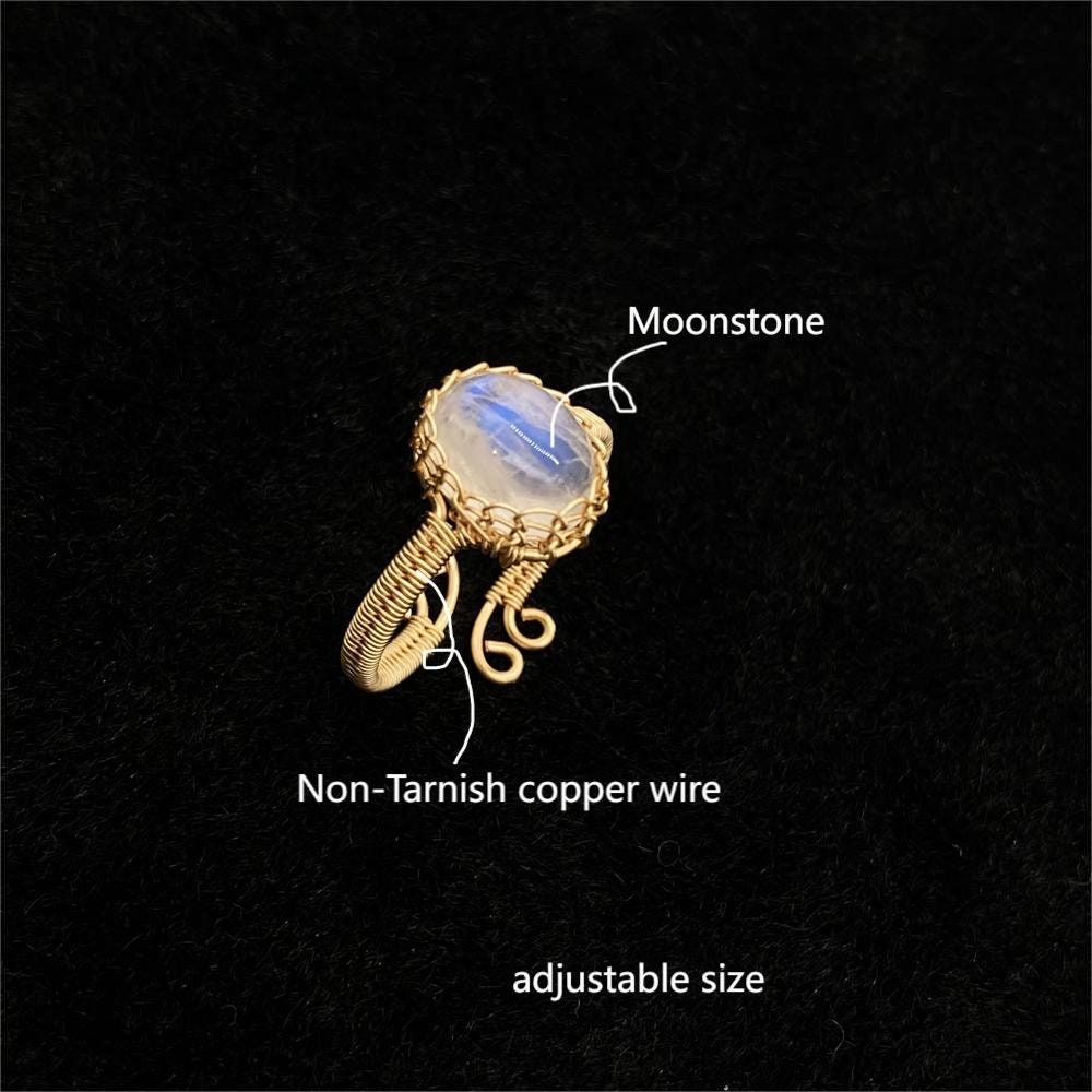 Handmade Wire Wrapped Moonstone Ring, Adjustable June Birthstone - Etsy