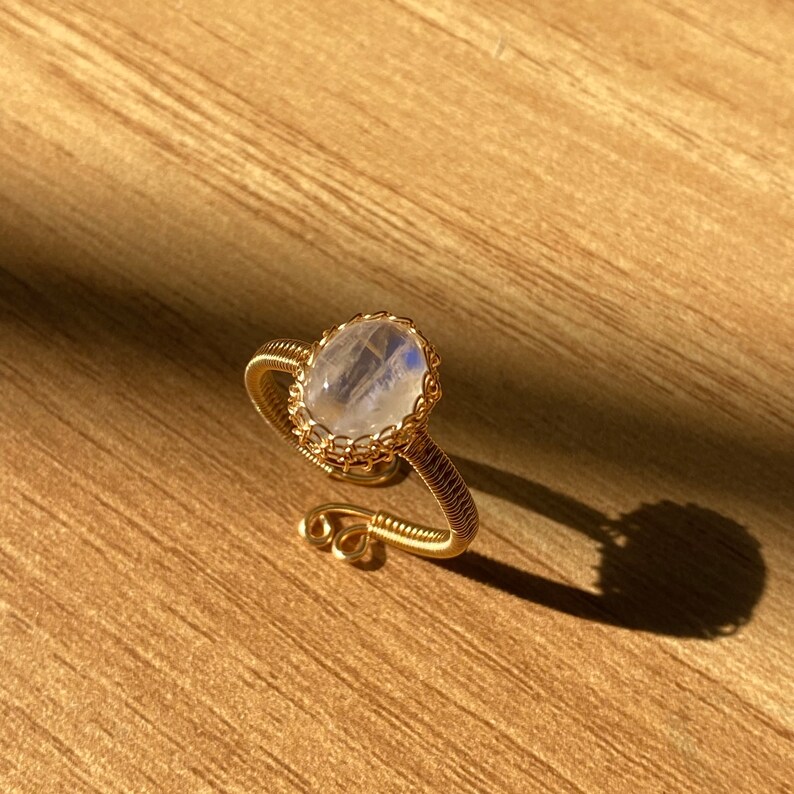 Handmade Wire Wrapped Moonstone Ring, Adjustable June Birthstone - Etsy