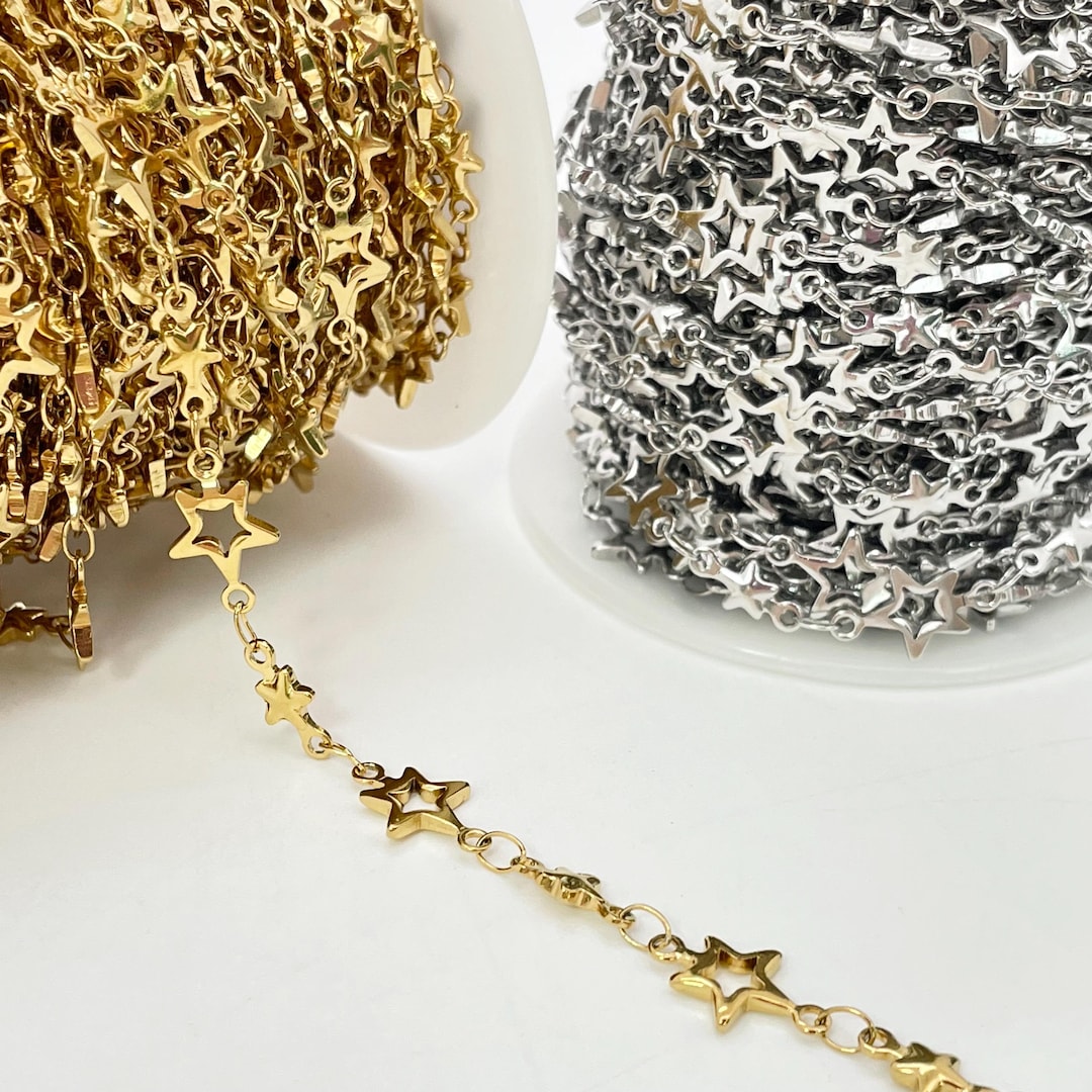 1 Meter 18K Gold Stars Stainless Steel Chain,star Waterproof Chains - Etsy