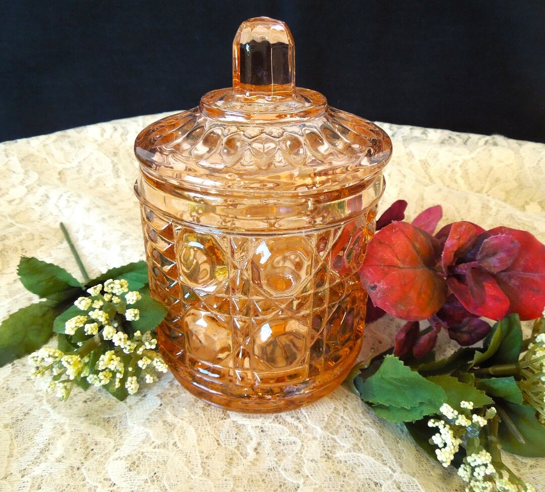 Indiana Glass Windsor Pattern Pink Deprssion Era Glass Jar With Lid - Etsy