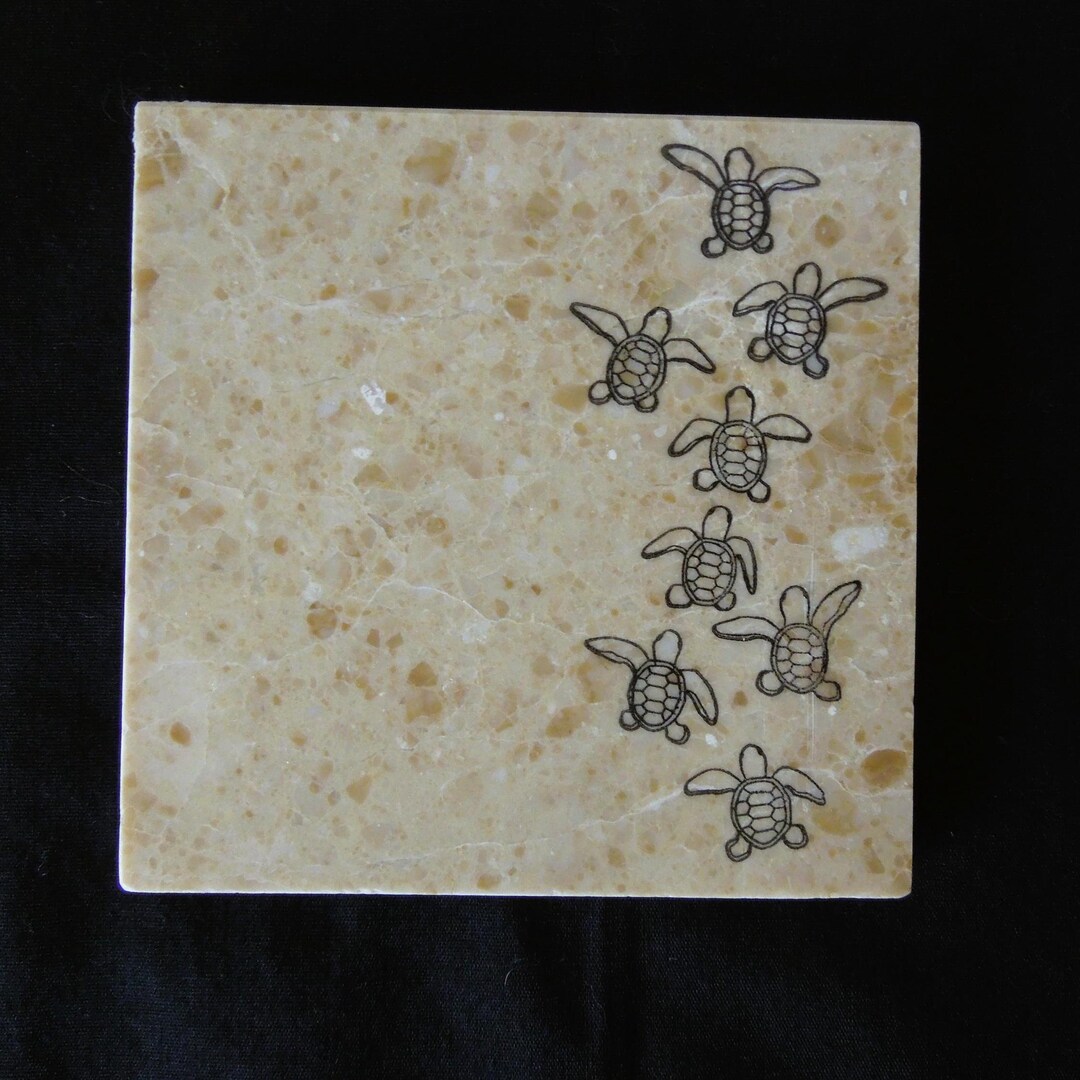 Baby Sea Turtles on Cappuccino "beige" or White Italian Marble Tile ...
