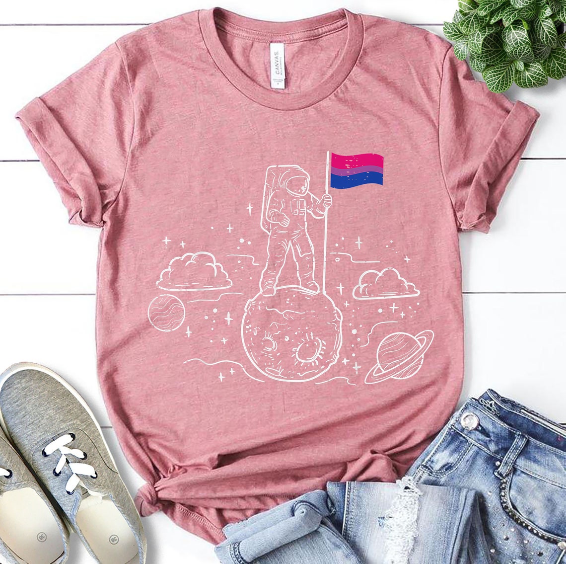 Astronaut Moon Bisexual Flag Space Lgbtq Gay Pride Ally Bi Etsy