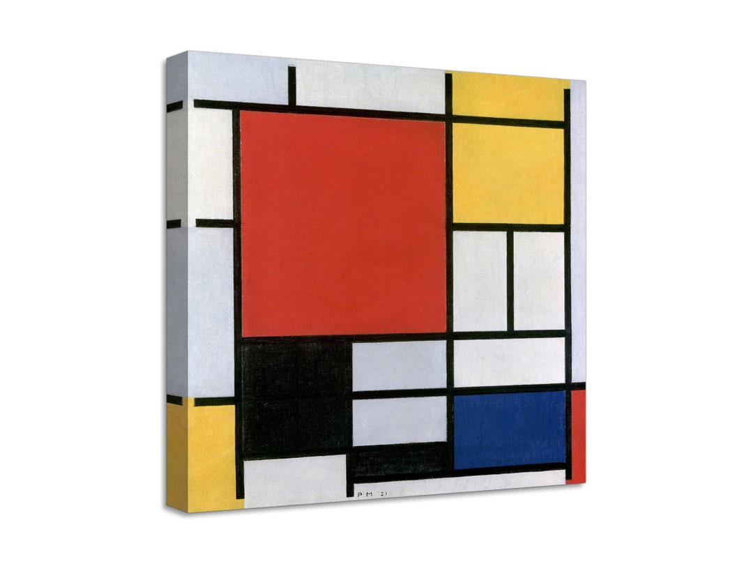 Canvas Print With Wooden Frame Piet Mondrian - Composition With Red ...