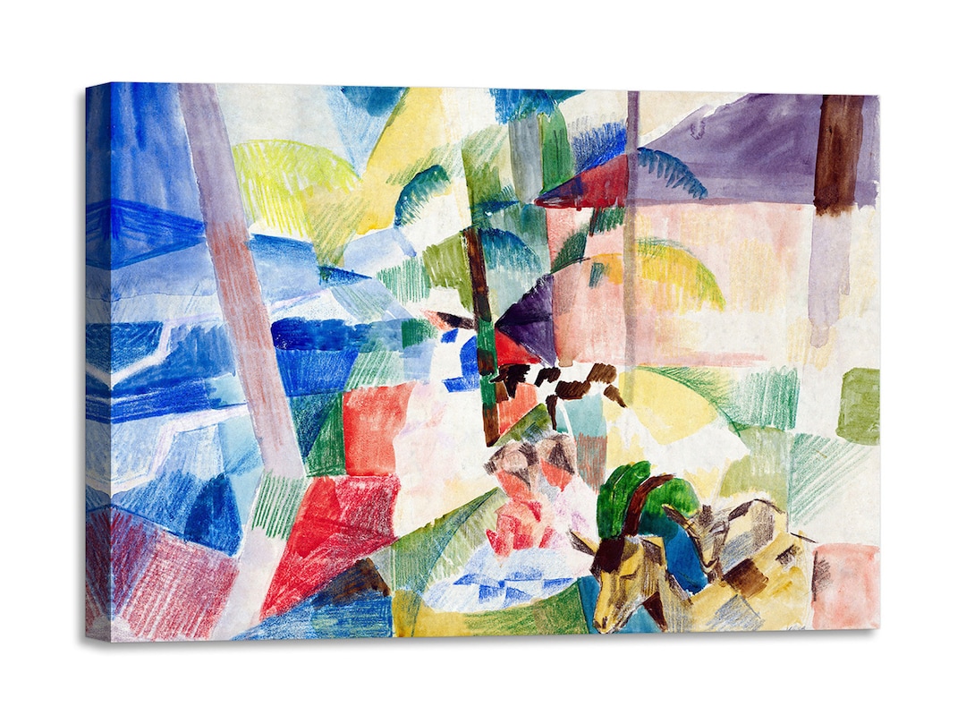 Print Painting on Canvas With Wooden Frame August Macke Landscape With ...