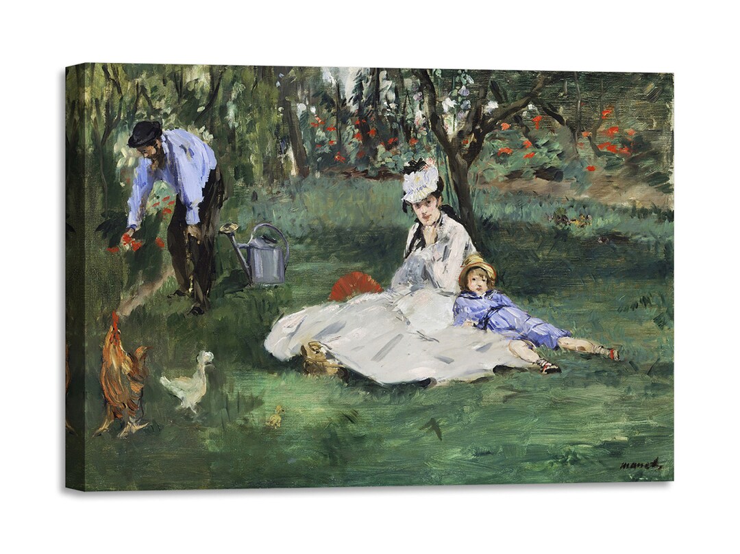 Canvas Print With Wooden Frame Edouard Manet - the Monet Family in ...