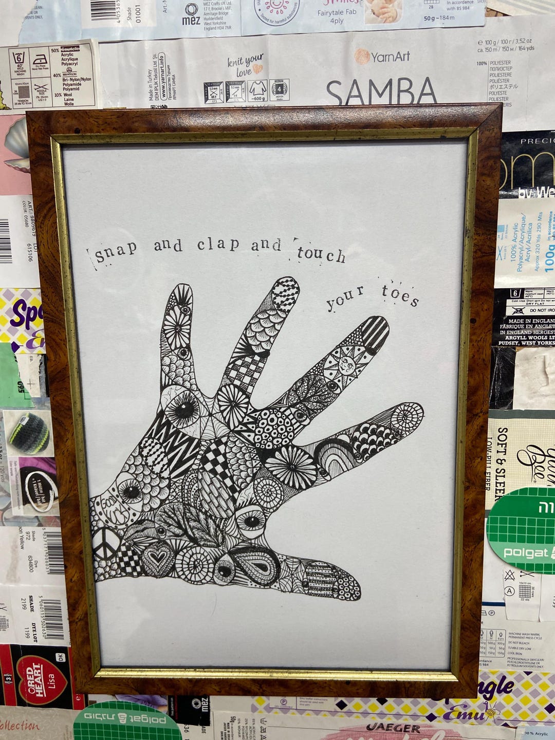 HAND Drawn Doodle Hand Art With Music Lyrics - Chappell Roan Framed ...