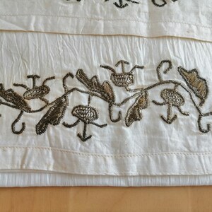 Over 100 Years Old Gold and Silver Wire Handembroidery on Handwoven ...