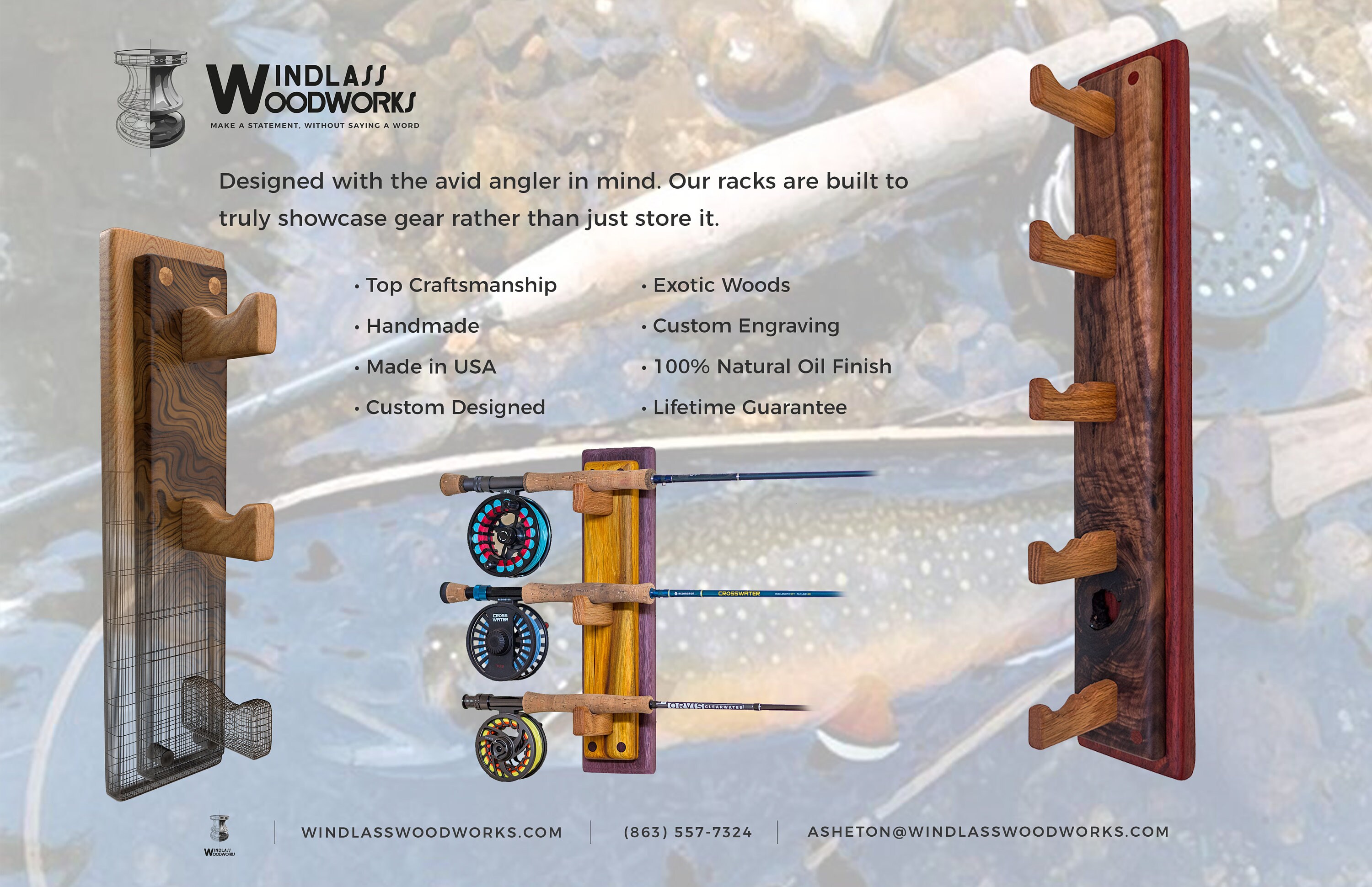 Exotic Wood Fly Fishing Rod Rack: Handmade Double Peg Design - Etsy