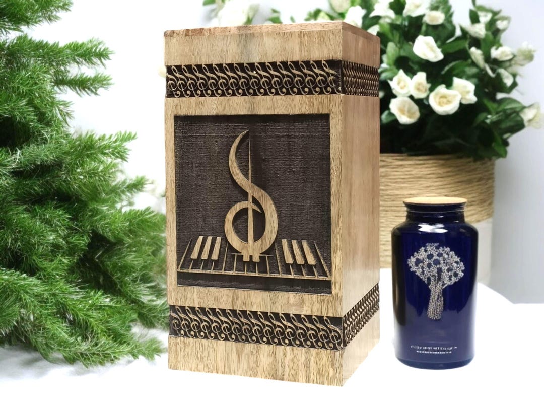 Handmade Wooden Music Note Urn for Ashes | Personalized Musical ...