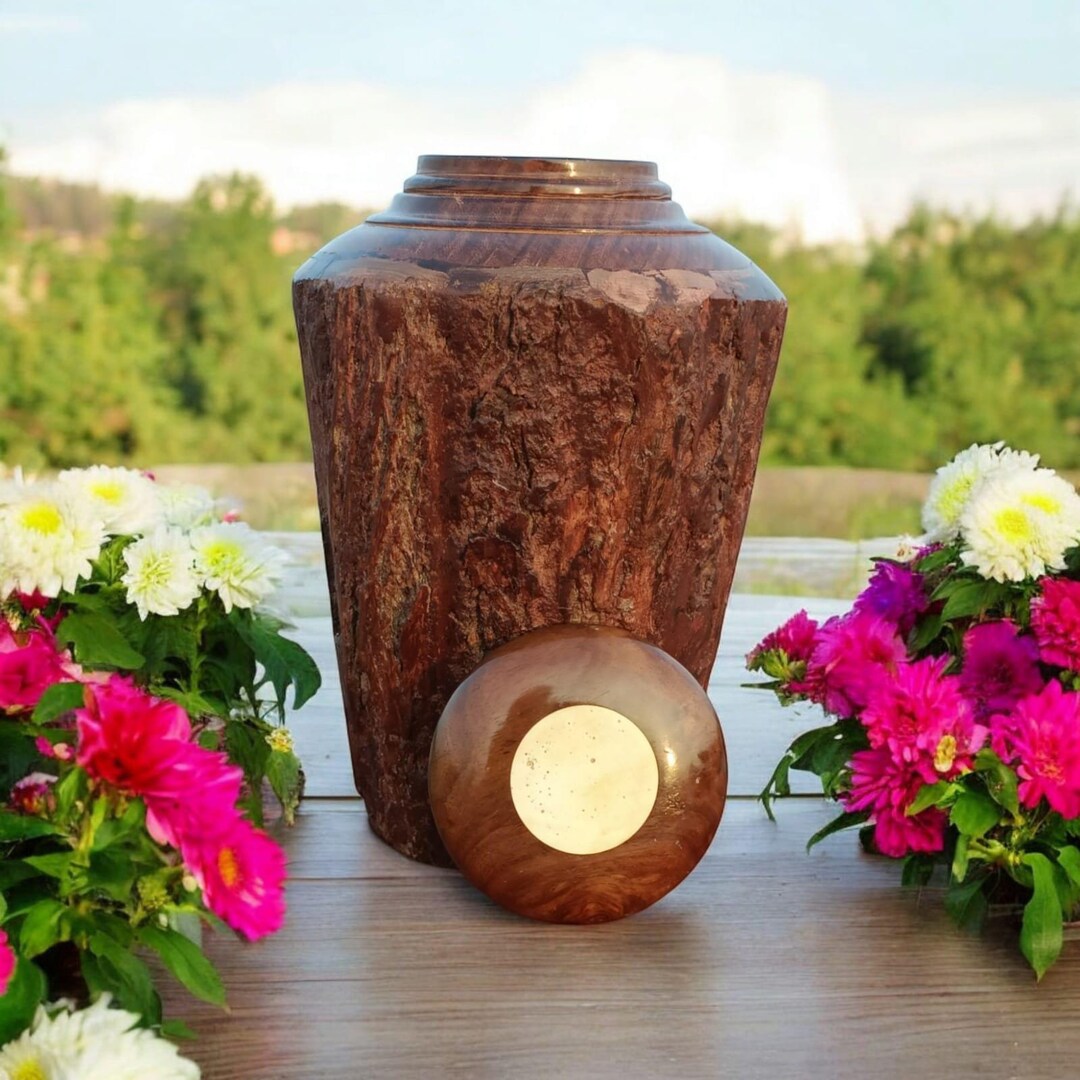Rosewood Bark Urn for Human Ashes Male and Female Decorative Urn Box Cremation Urn for Human ...