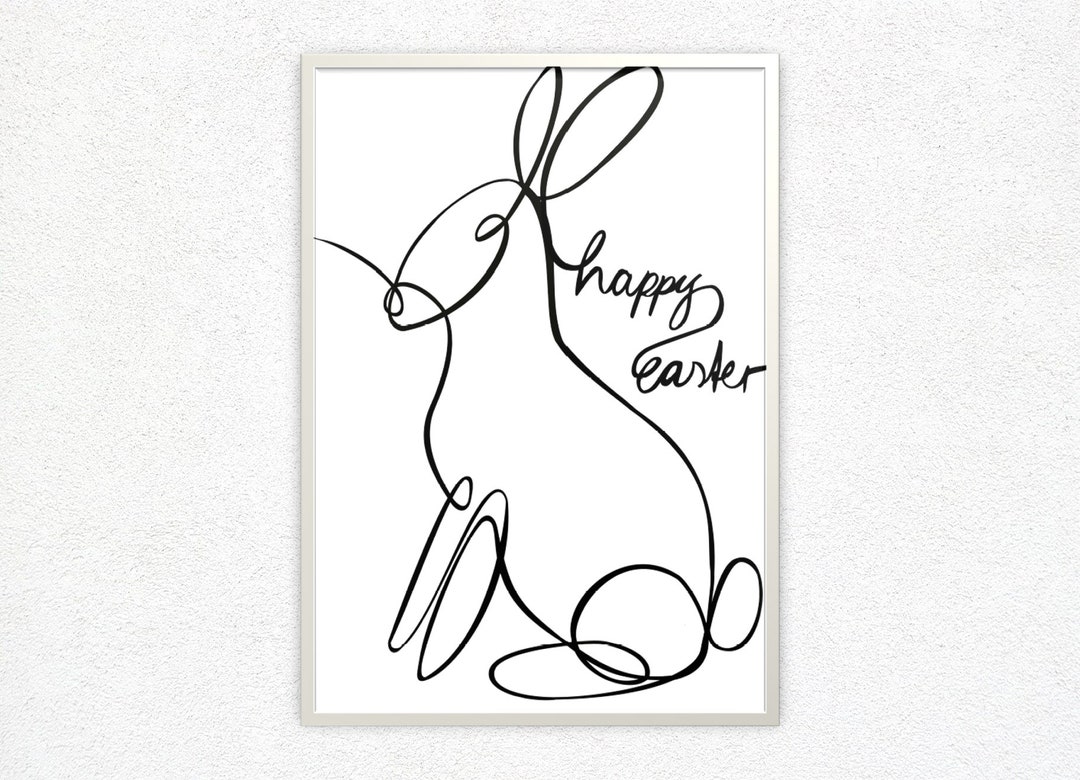 Minimal Line Art Poster Easter Bunny | Line Drawing as Easter ...