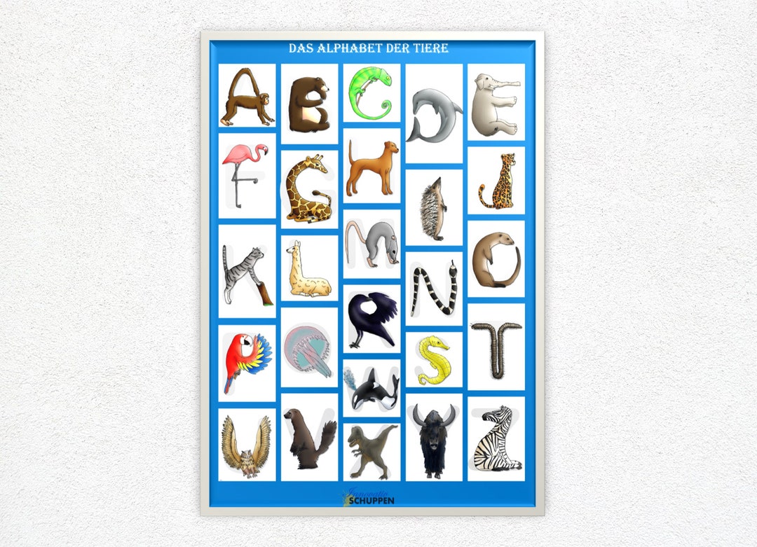 Animal ABC Poster for Nursery Format A2 Blue Animal - Etsy