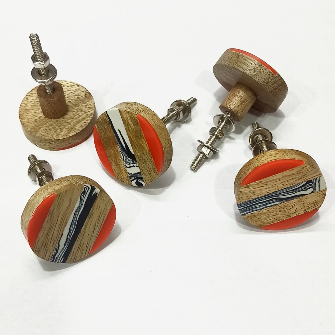Handmade Wooden Resin Knobs set of 6 - Etsy