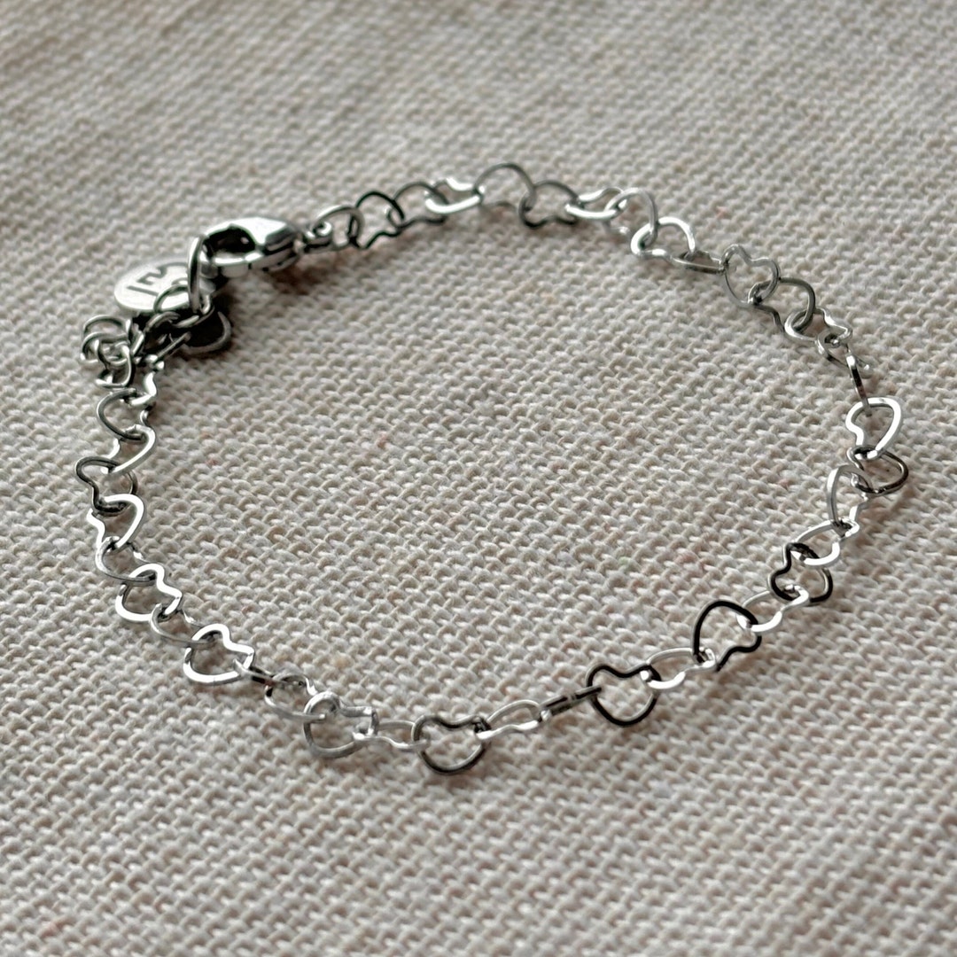 Silver Intertwined Heart Link Bracelet - Etsy