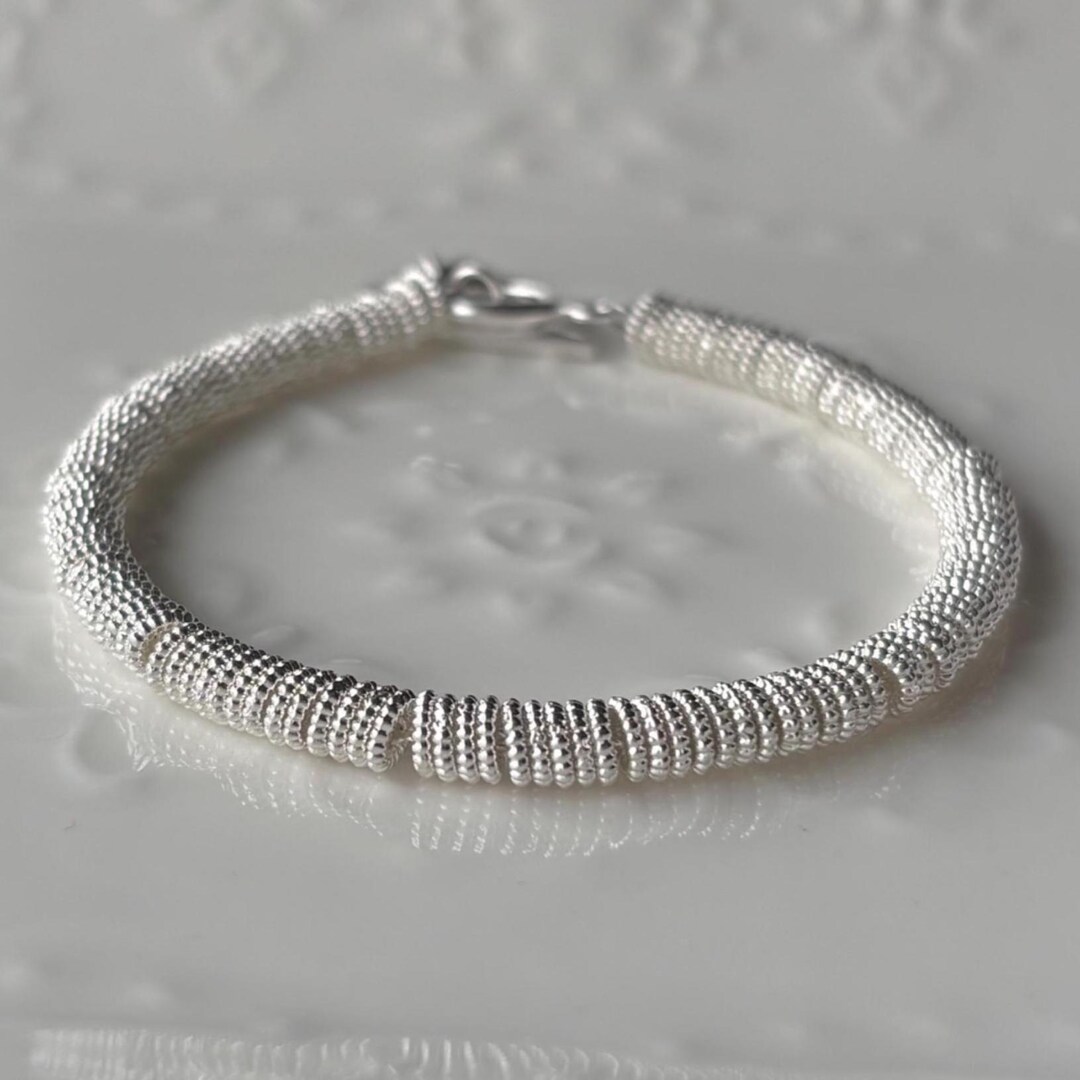 Silver Hoop Chain Link Bracelet - Etsy