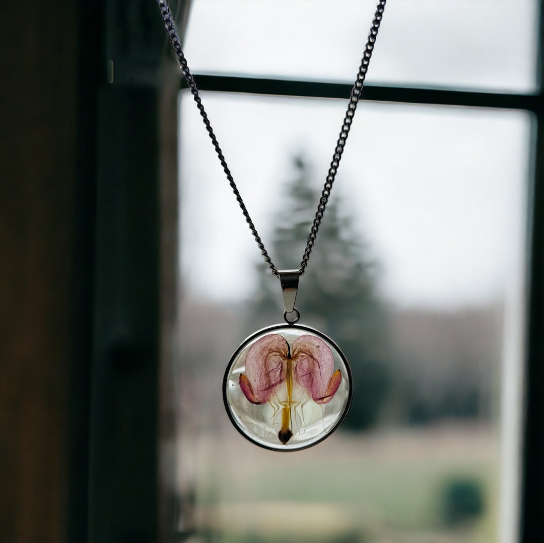 Silver Bleeding Heart Necklace Lamprocapnos Flower | No Tariff Fees - Etsy
