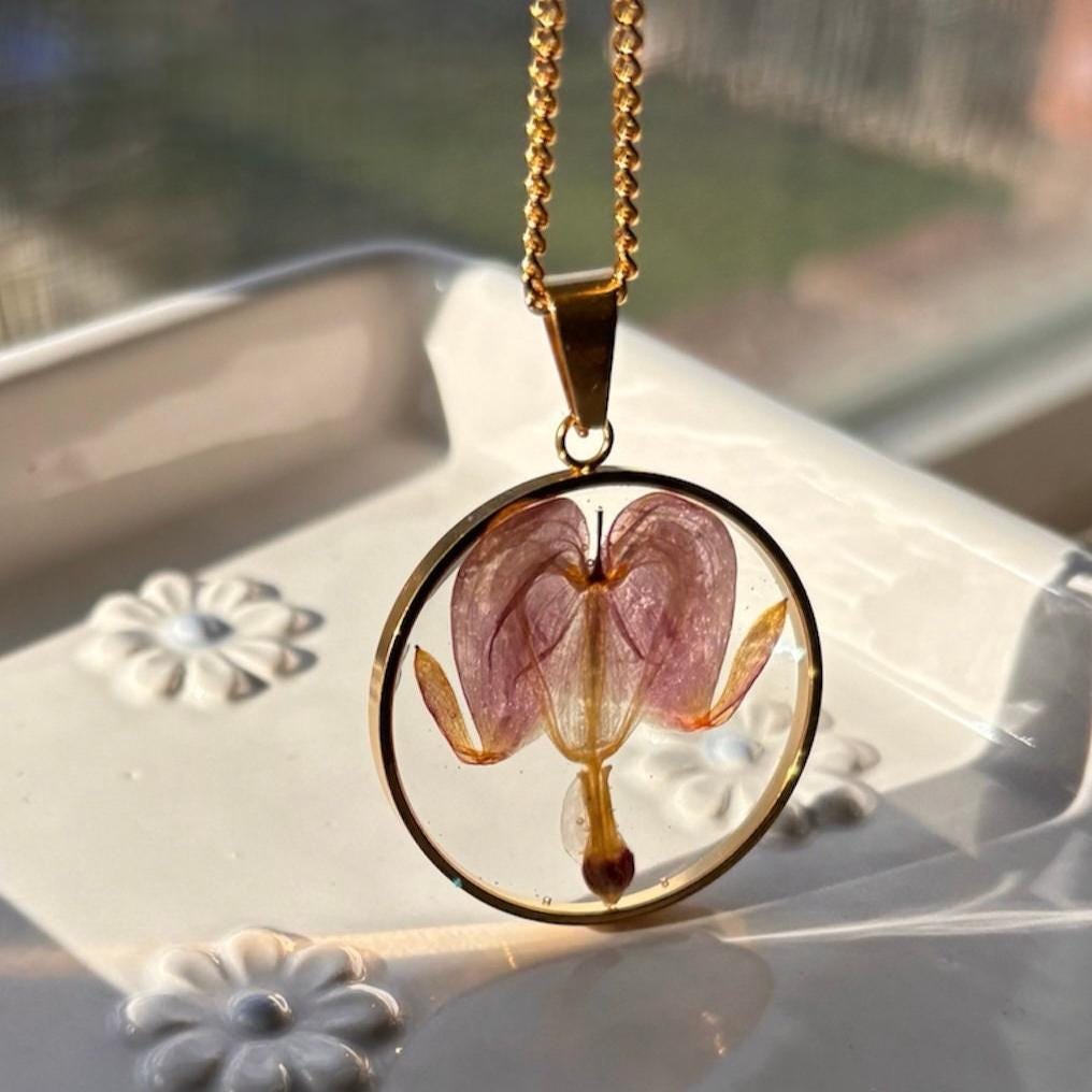 Bleeding Heart Necklace Lamprocapnos Flower | No Tariff Fees - Etsy
