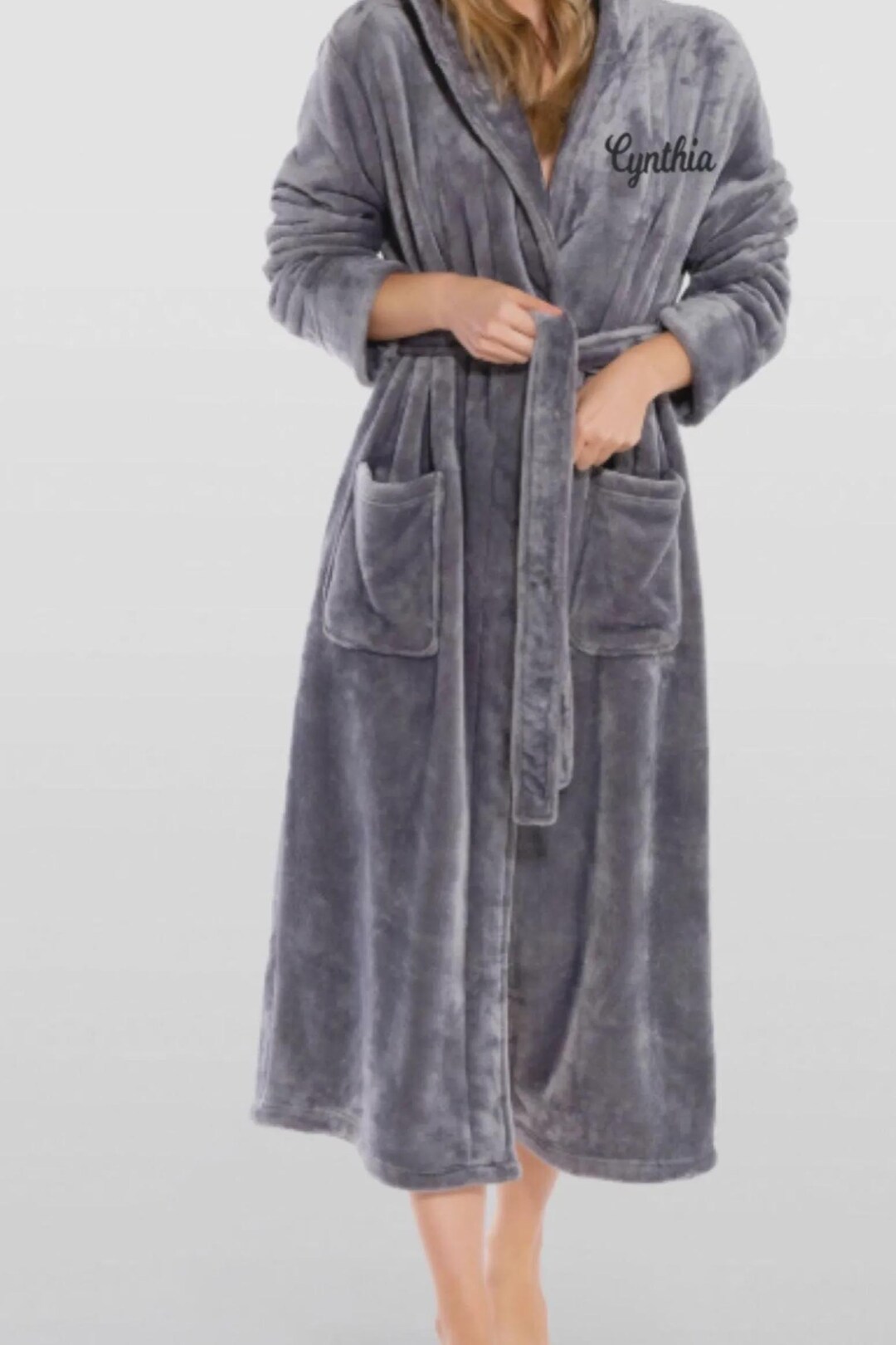 Super Soft Plush Hooded Women's Robe, Embroidered Hooded Robe ...