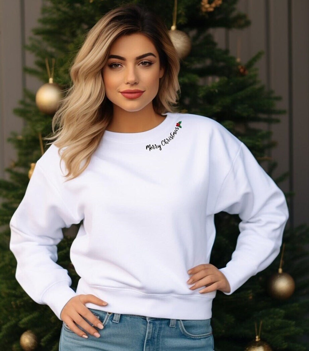 Embroidered Merry Christmas Sweatshirt, Custom Sweatshirt, Merry ...